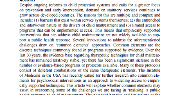 Journal Article: Can Common Elements Support a Public Health Approach ...